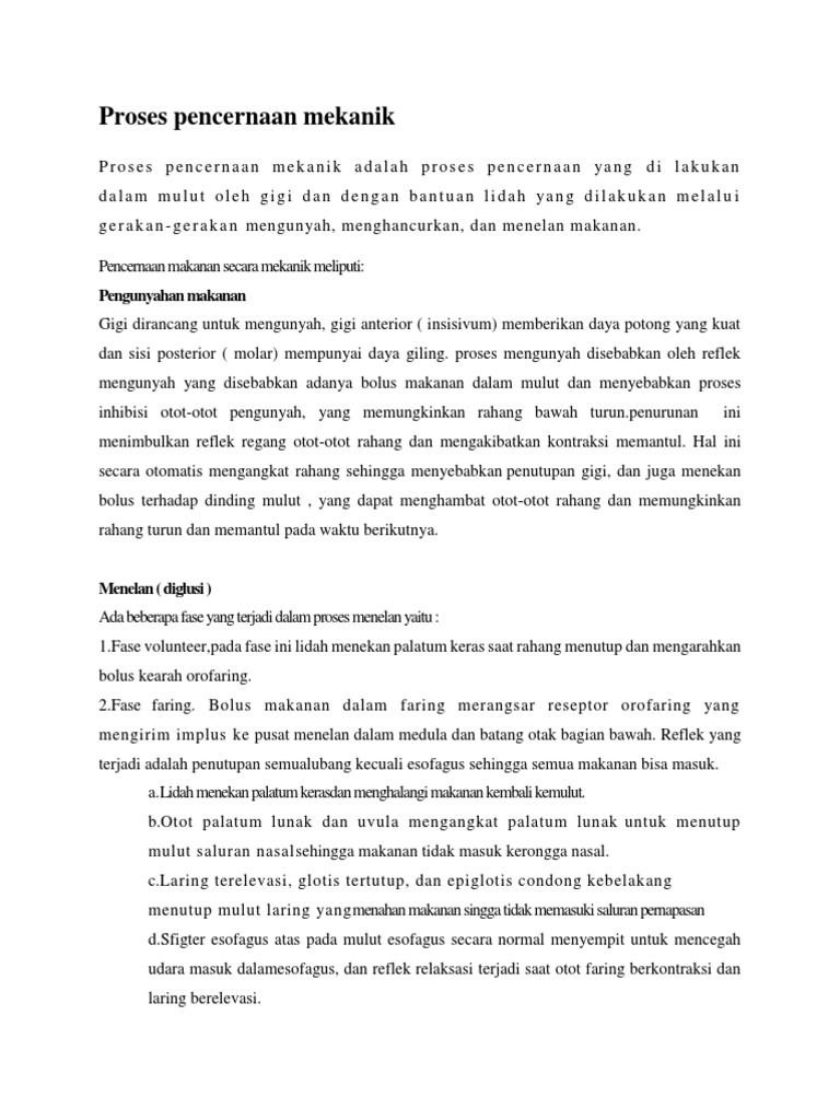 Proses Pencernaan Mekanik | PDF