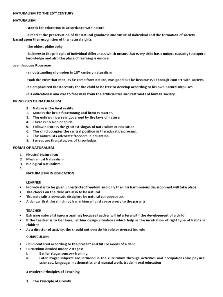 Naturalism in Education: Core Principles, Influences, and Applications ...