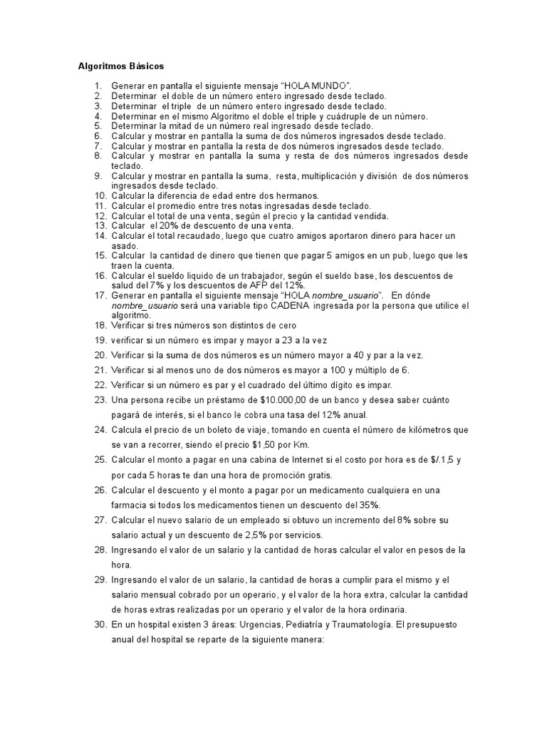 Guia de Ejercicios DFD para Desarrollar en Clase | PDF | Salario | Algoritmos