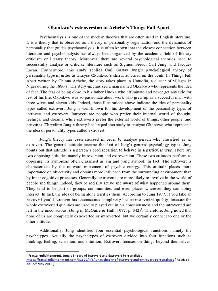 A Psychoanalysis of Okonkwo in Things Fall Apart | PDF | Extraversion ...