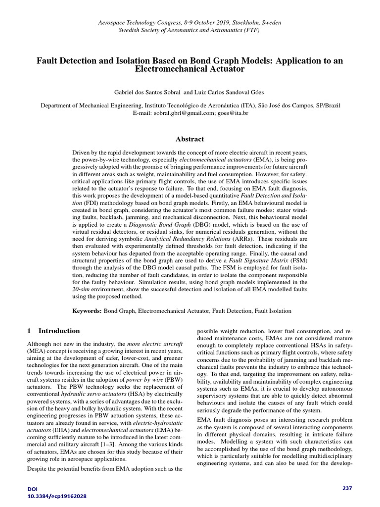 2019 Fault Detection And Isolation Based On Bond Graph Models Application To An
