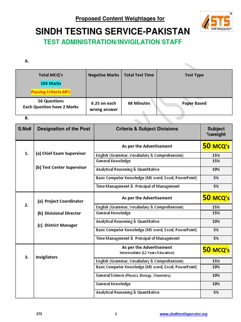 Sts | PDF | Multiple Choice | Tests