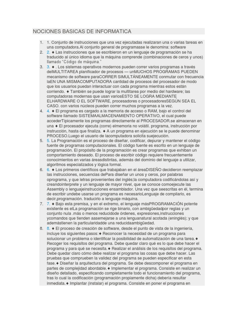 Nociones Basicas de Informatica Trabajo para Hoy | PDF | Cibernética | Ciencias de la Computación