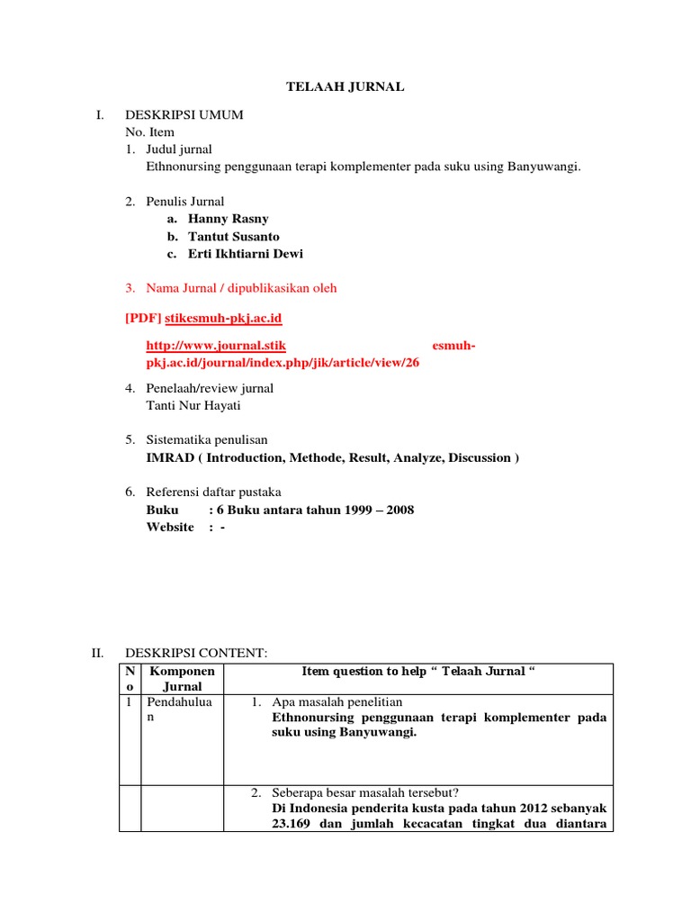 Format Telaah Jurnal | PDF
