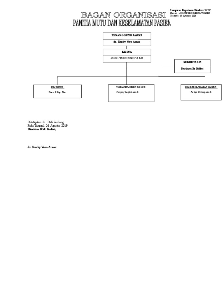 PMKP 1.1. Bagan Organisasi Panitia PMKP Rs X | PDF