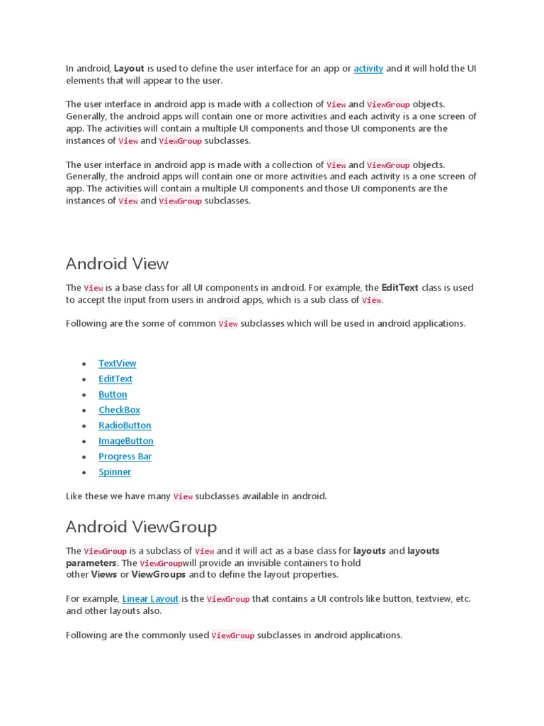 Android Fragments And Layouts Notes Pdf Android Operating System Java Programming Language 0965