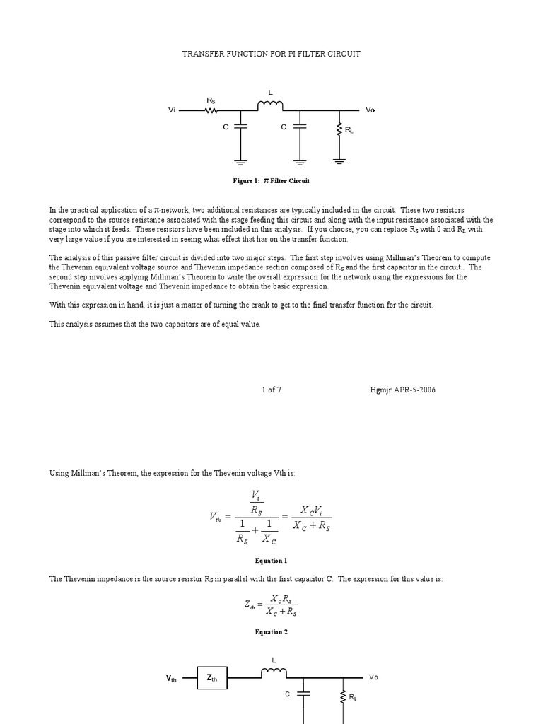 Pi Network Transfer Function RevA | PDF | Electrical Network | Fraction ...