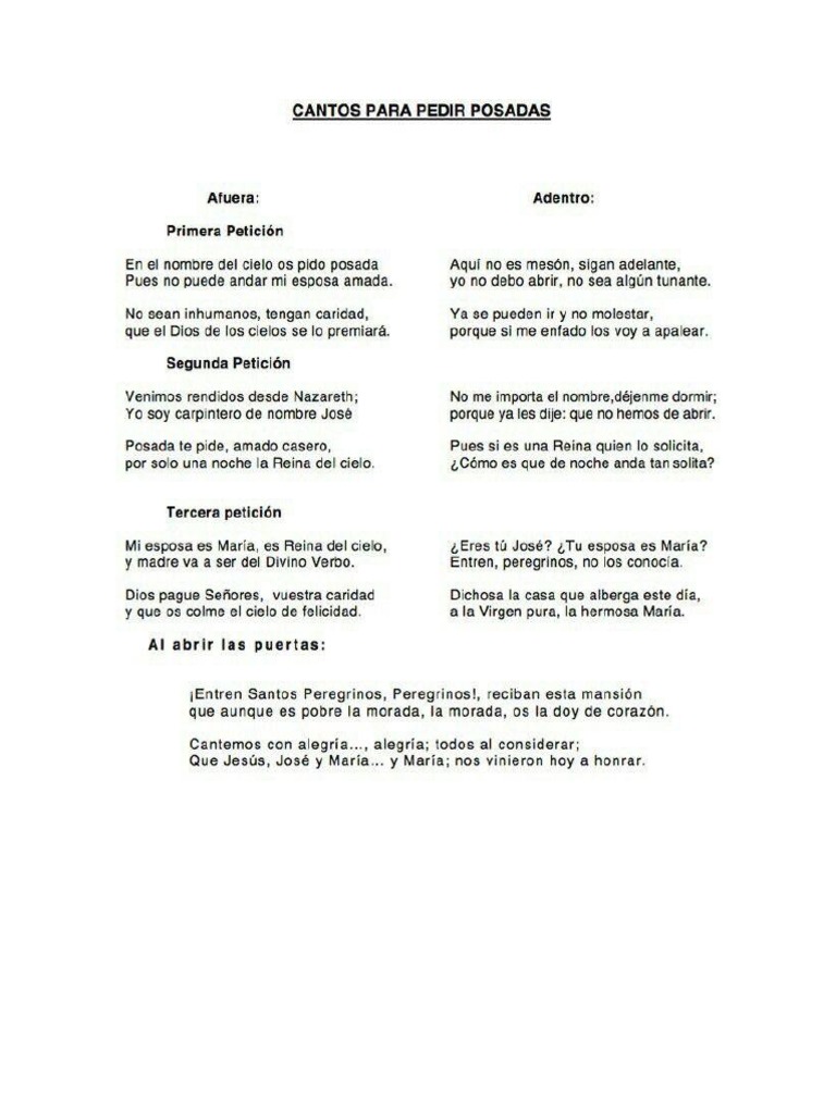 Canto para Pedir Posada PDF | PDF