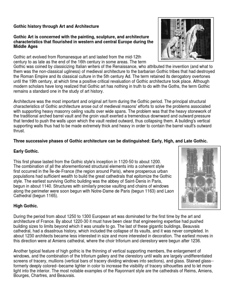 Gothic History Notes PDF | PDF | Gothic Architecture | Architectural Design