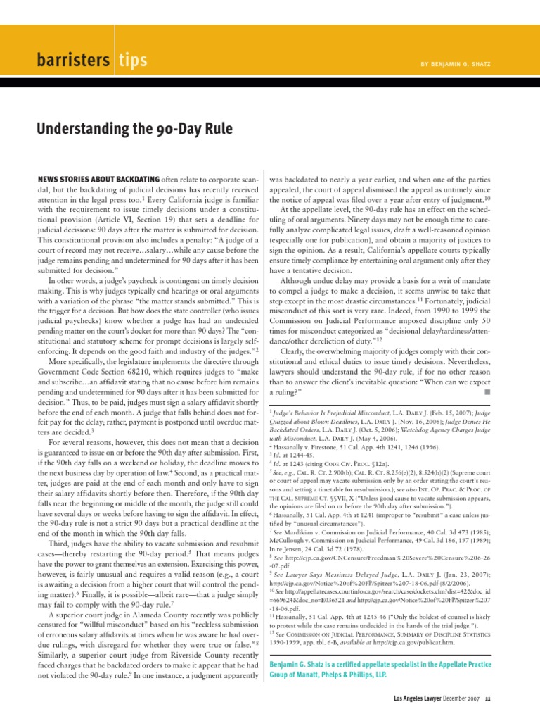 Understanding The 90 Day Rule | PDF | Procedures Of The Supreme Court ...
