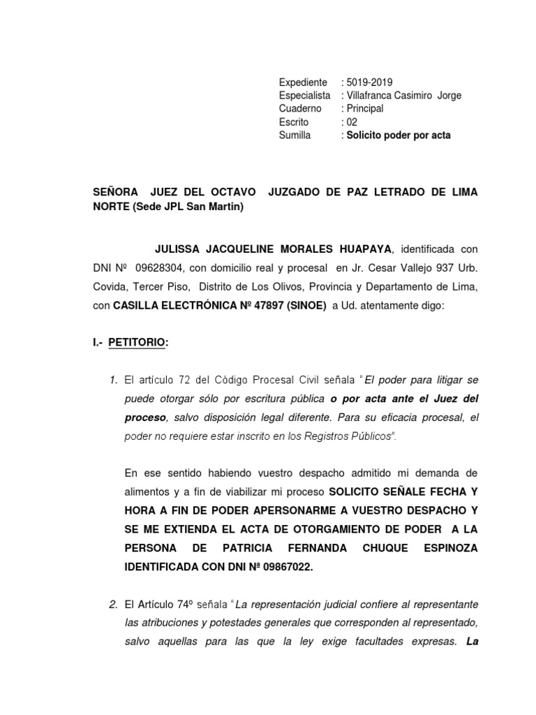 Poder Por Acta | PDF | Ley procesal | Ley constitucional