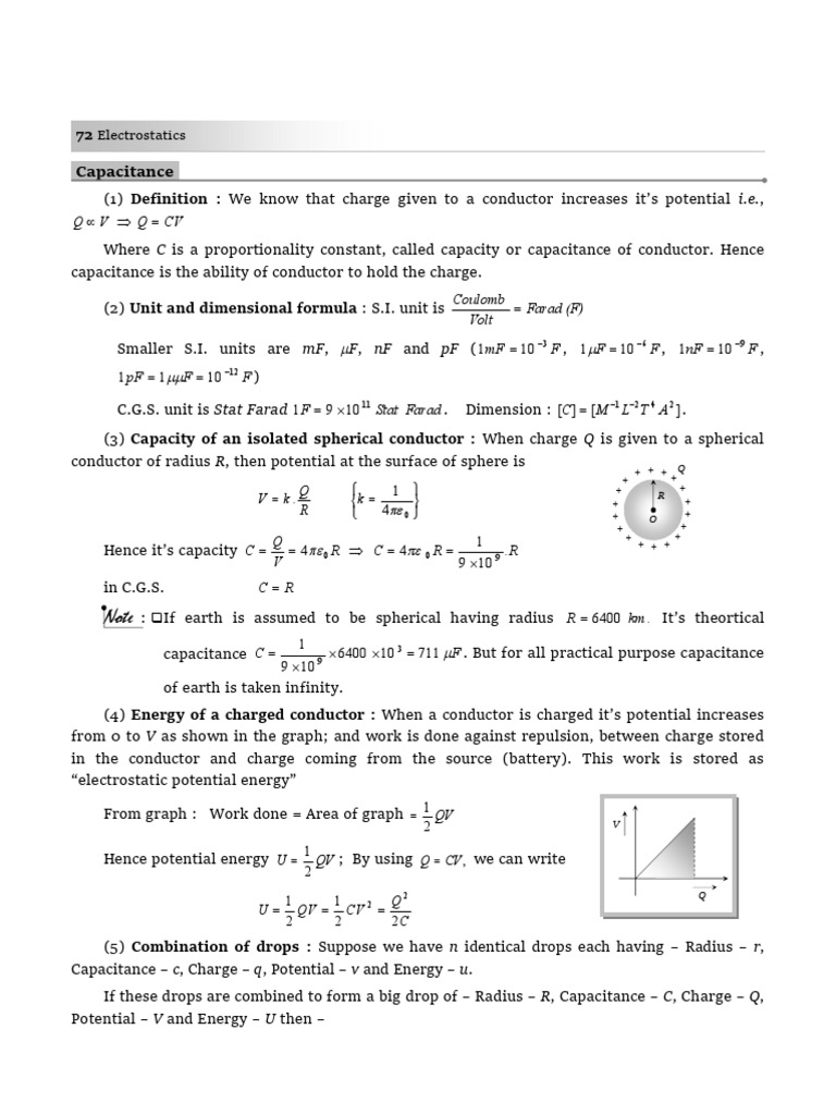 1 Electrostatics-Theory PDF | PDF | Dielectric | Capacitor