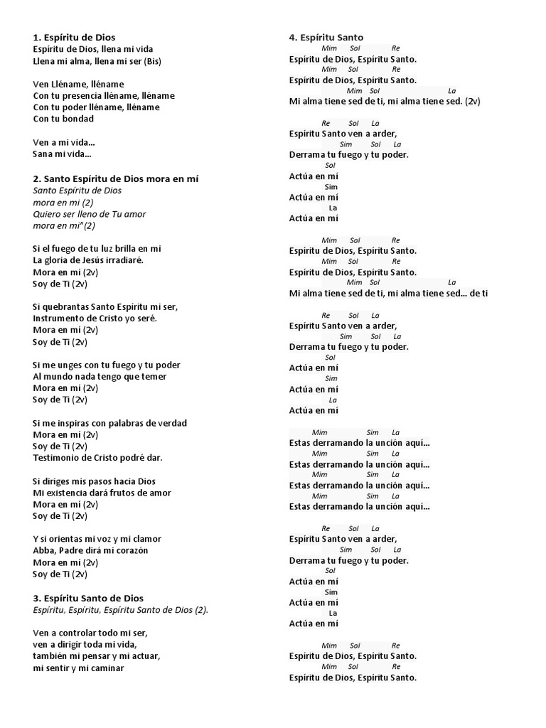 Canciones Al Espíritu Santo | PDF | espíritu Santo | Cristo (título)