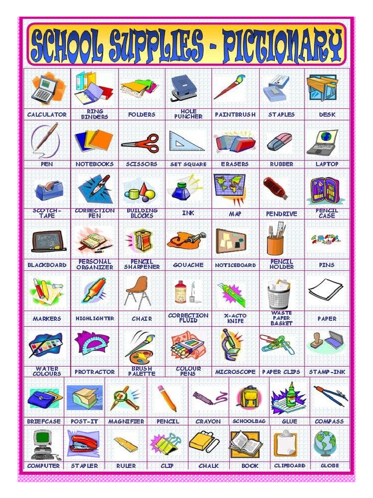 School Supplies - Pictionary | PDF