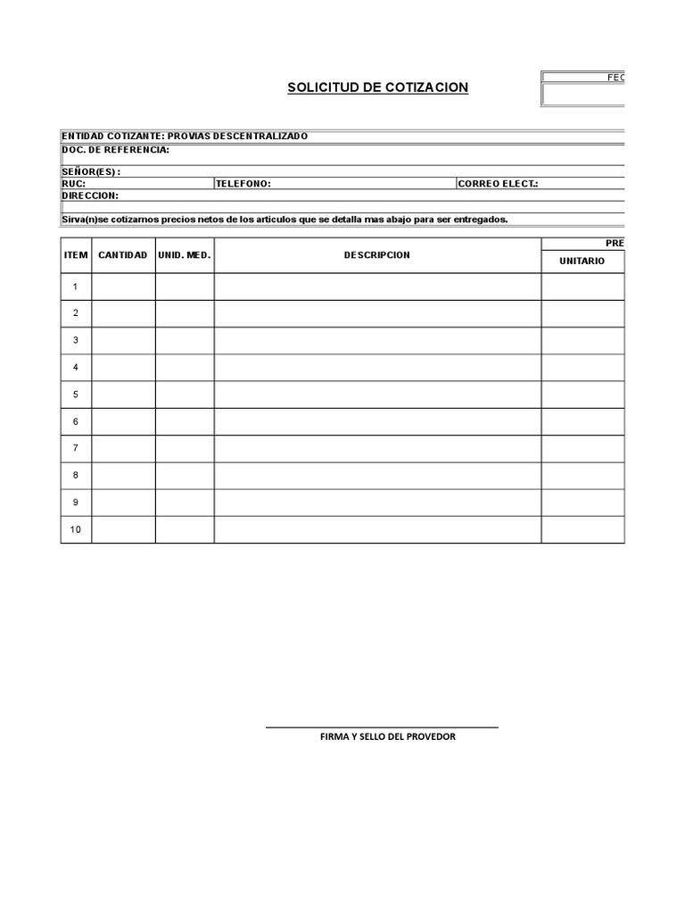 Formato para Cotizar Bienes y Servicios | PDF