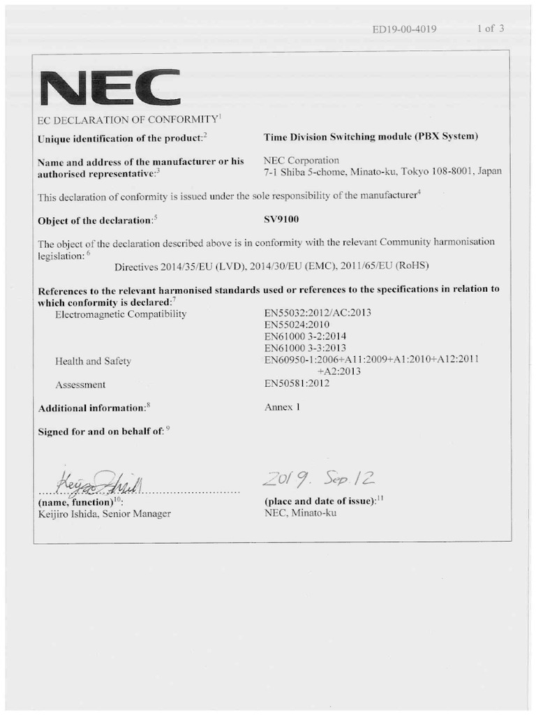 Ed19 00 4019 - SV9100 | PDF