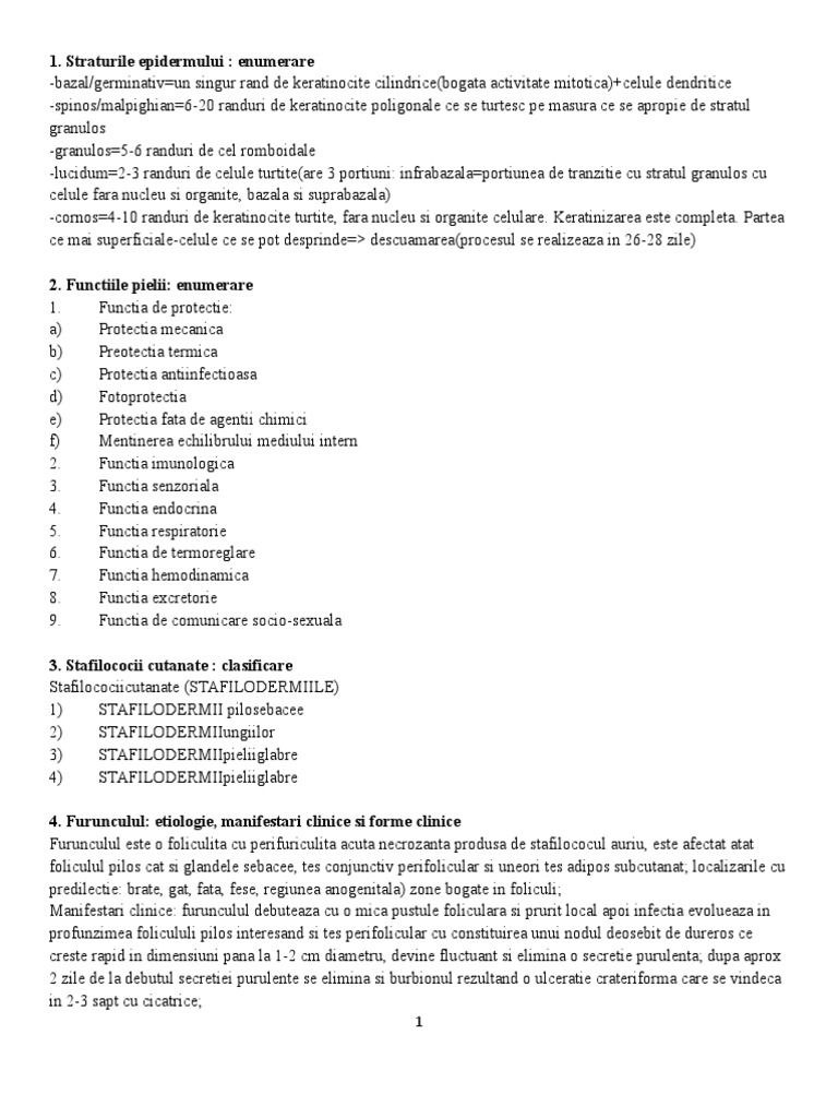 Subiecte Rezolvate Dermato 1 | PDF