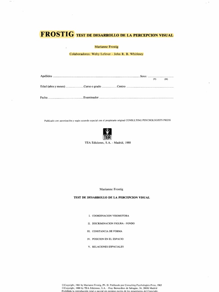 Test-Frostig - Hoja de Respuesta 2 | PDF | Business | Sicología