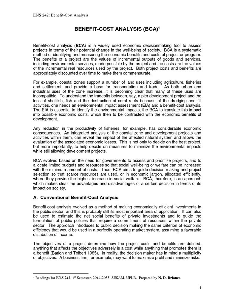 Benefit Cost Analysis Handout | PDF | Internal Rate Of Return | Cost ...