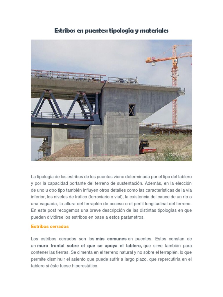 Estribos en Puentes Tipología y Materiales | PDF | Fundación ...