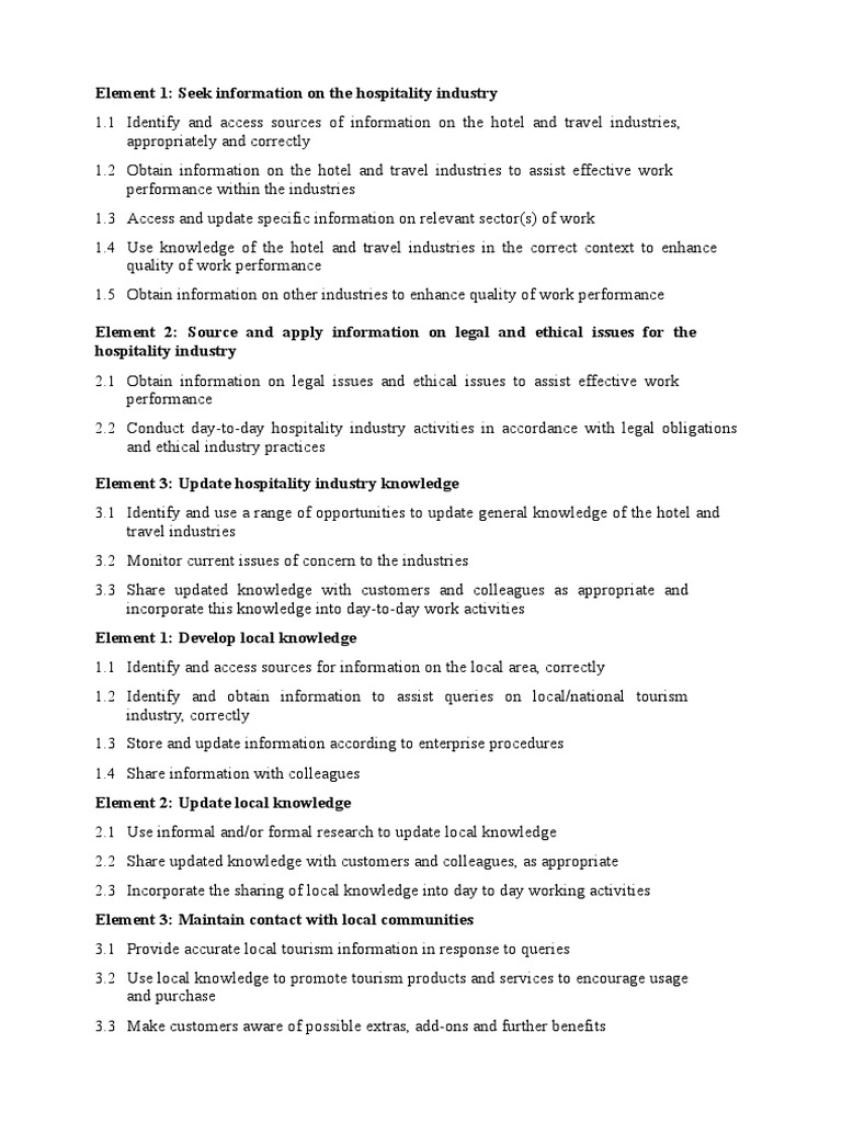 Maintain Hospitality Industry Knowledge | PDF | Restaurants | Coffeehouse