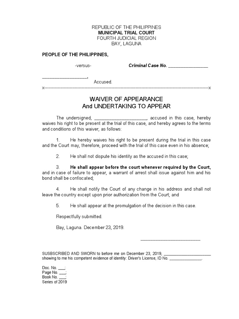 Municipal court waiver of appearance | PDF