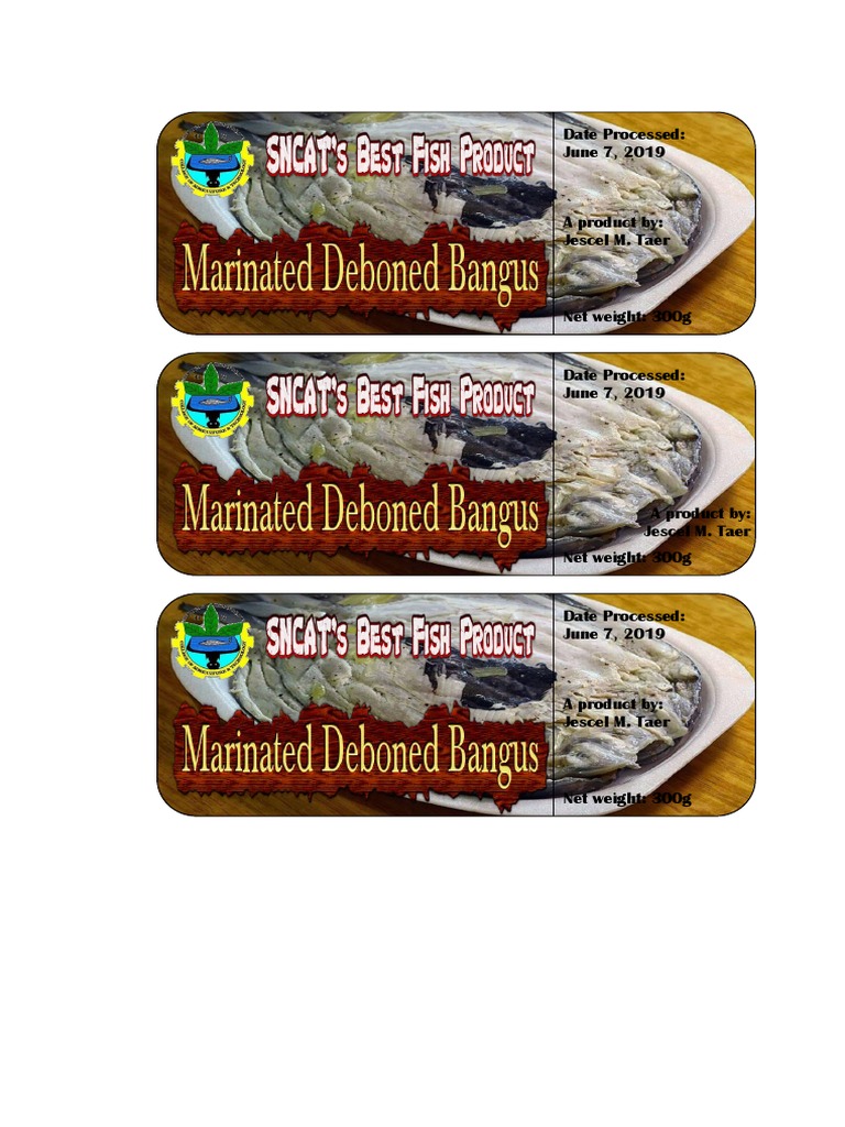Label Marinated Deboned Bangus | PDF | Pickling | Western Cuisine