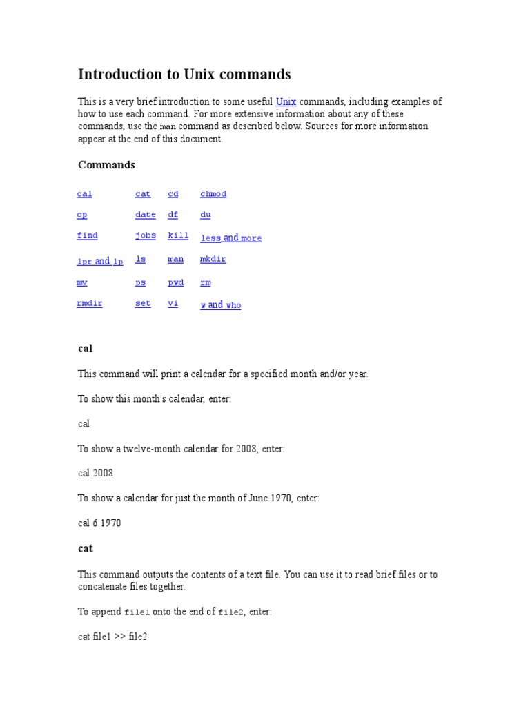 Unix Commands Pdf Command Line Interface Computer File