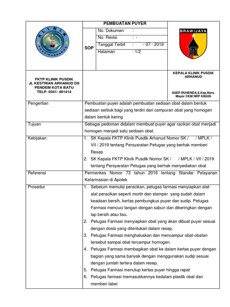 SOP Pembuatan Puyer | PDF