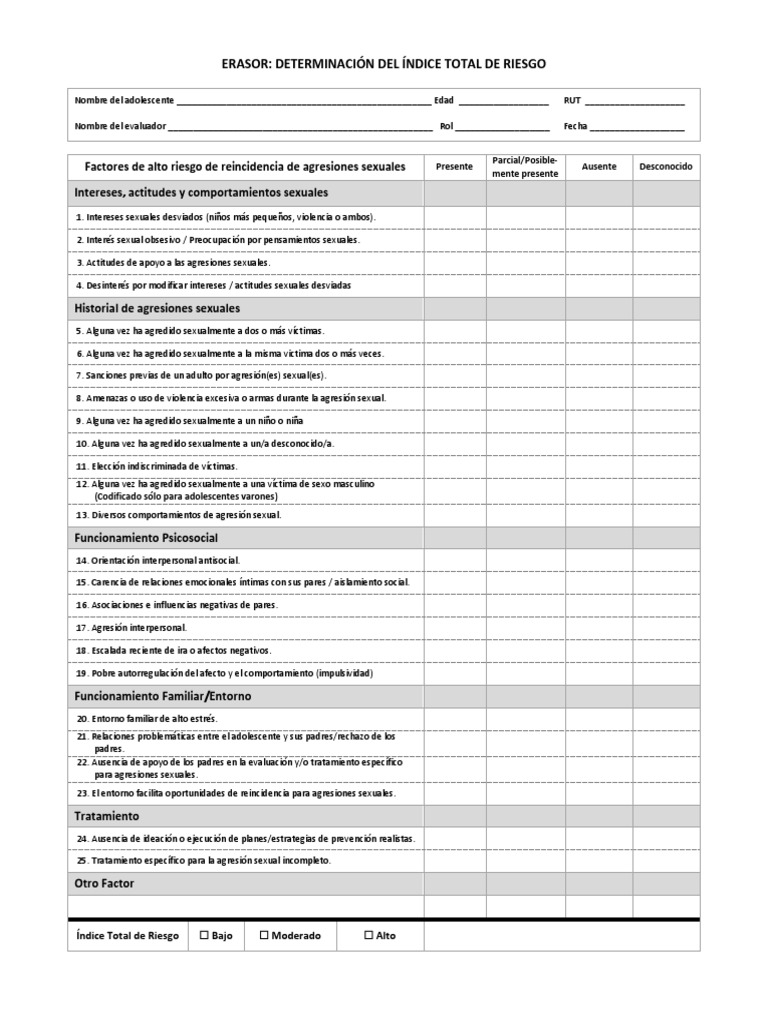 Evaluación de Riesgo de Agresores Sexuales | PDF | Adolescencia | Agresión
