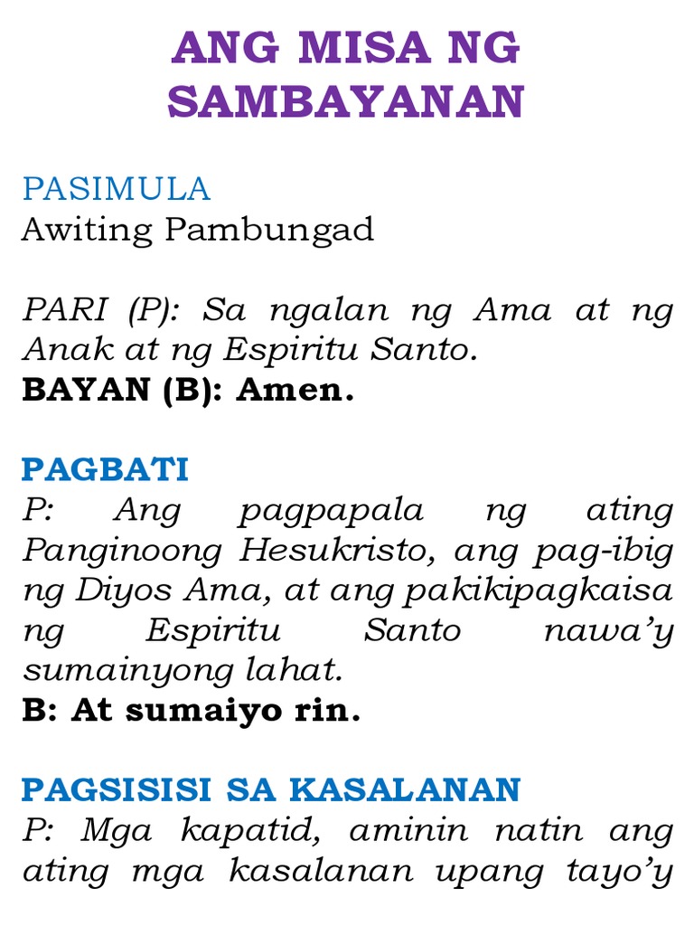 MISA NG Sambayanang Filipino | PDF