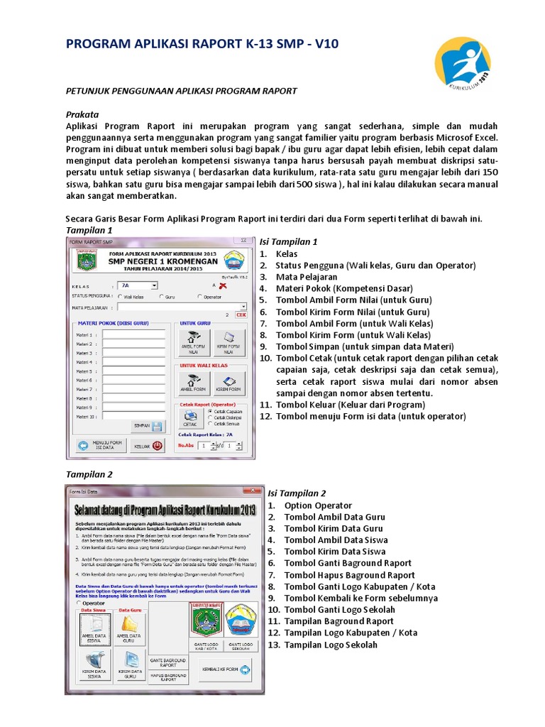 Petunjuk Penggunaan Aplikasi Raport SMP | PDF