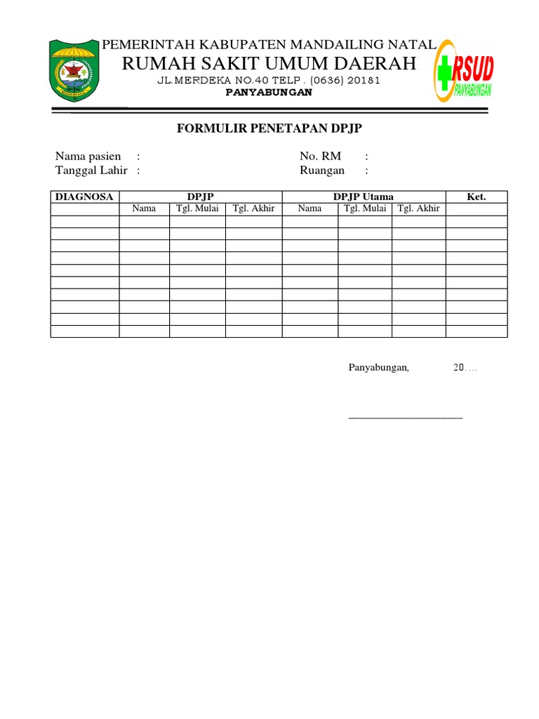 FORMULIR PEnetapan DPJP | PDF