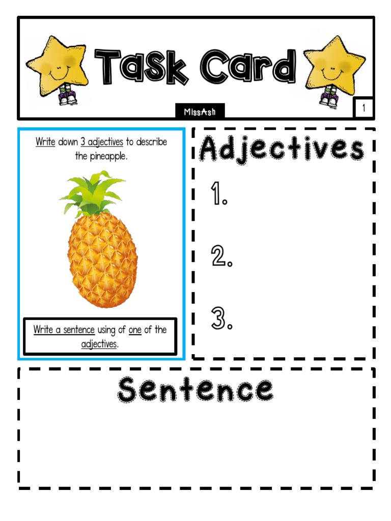 Pineapple Adjective Task Card | PDF | Syntax | Linguistic Morphology