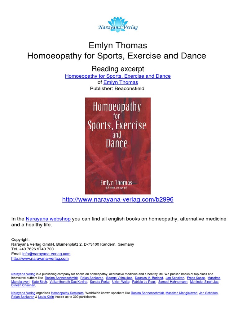 Homoeopathy For Sports Exercise and Dance Emlyn Thomas.02996 1contents ...