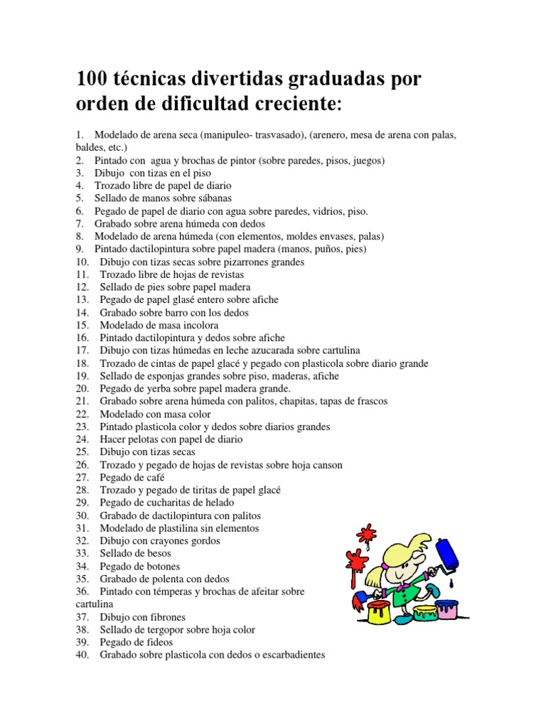 100 Tecnicas Grafoplasticas Graduadas en Secuencia | PDF | Papel ...
