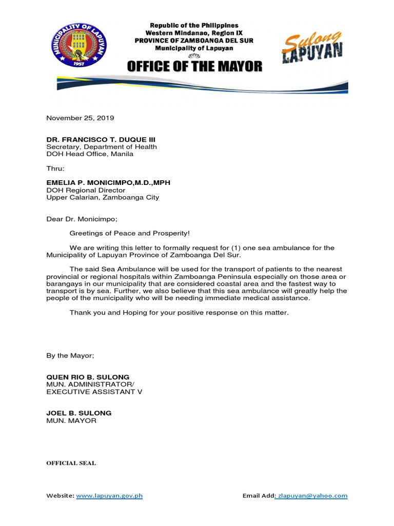 Letter For Doh Sea Ambulance | PDF