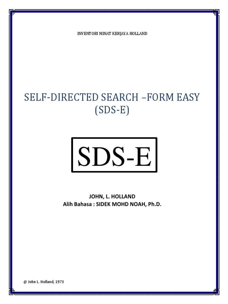 Self Directed Search Form Easy (Sds-E) | PDF