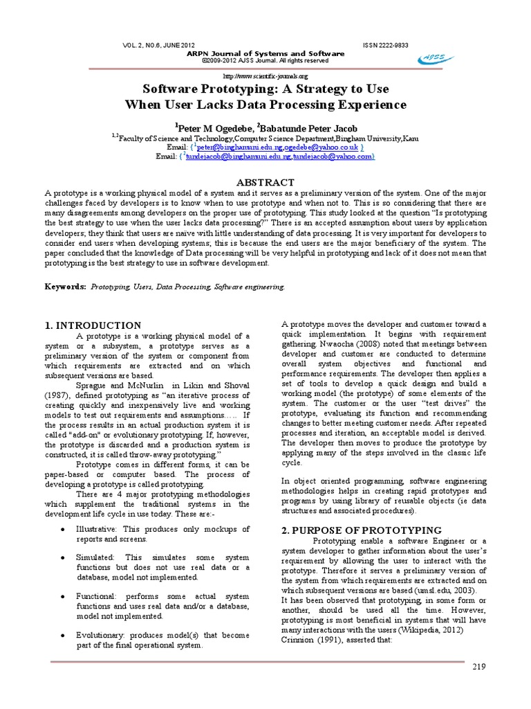 Software Prototyping A Strategy To Use When User Lacks Data Processing 4086