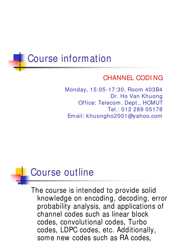 Course Information: Channel Coding | PDF | Low Density Parity Check Code | Code