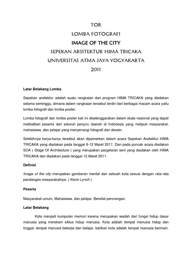 Tor Lomba Fotografi Sepekan Arsitektur 20113 | PDF