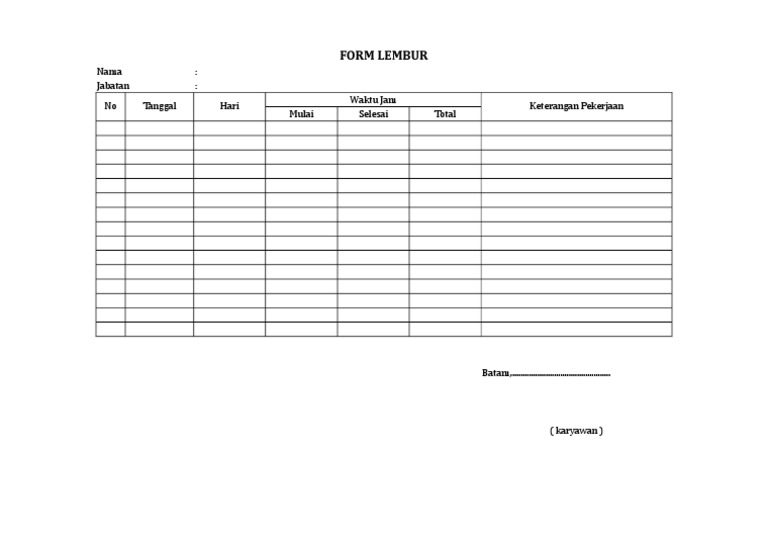Form Lembur | PDF