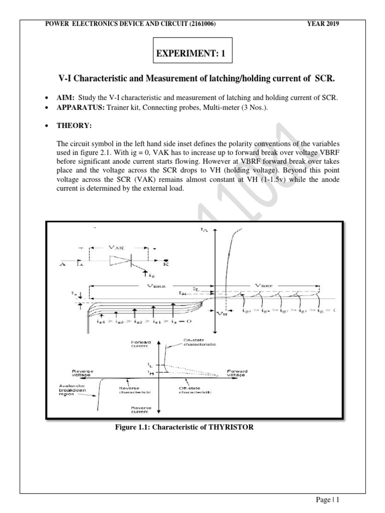 SCR V-I Characteristics & Current Measurement | PDF | Power Electronics ...