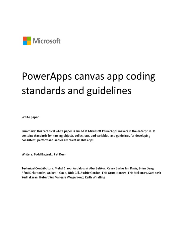 PowerApps Canvas App Coding Standards and Guidelines | PDF | Microsoft Sql Server | Variable ...