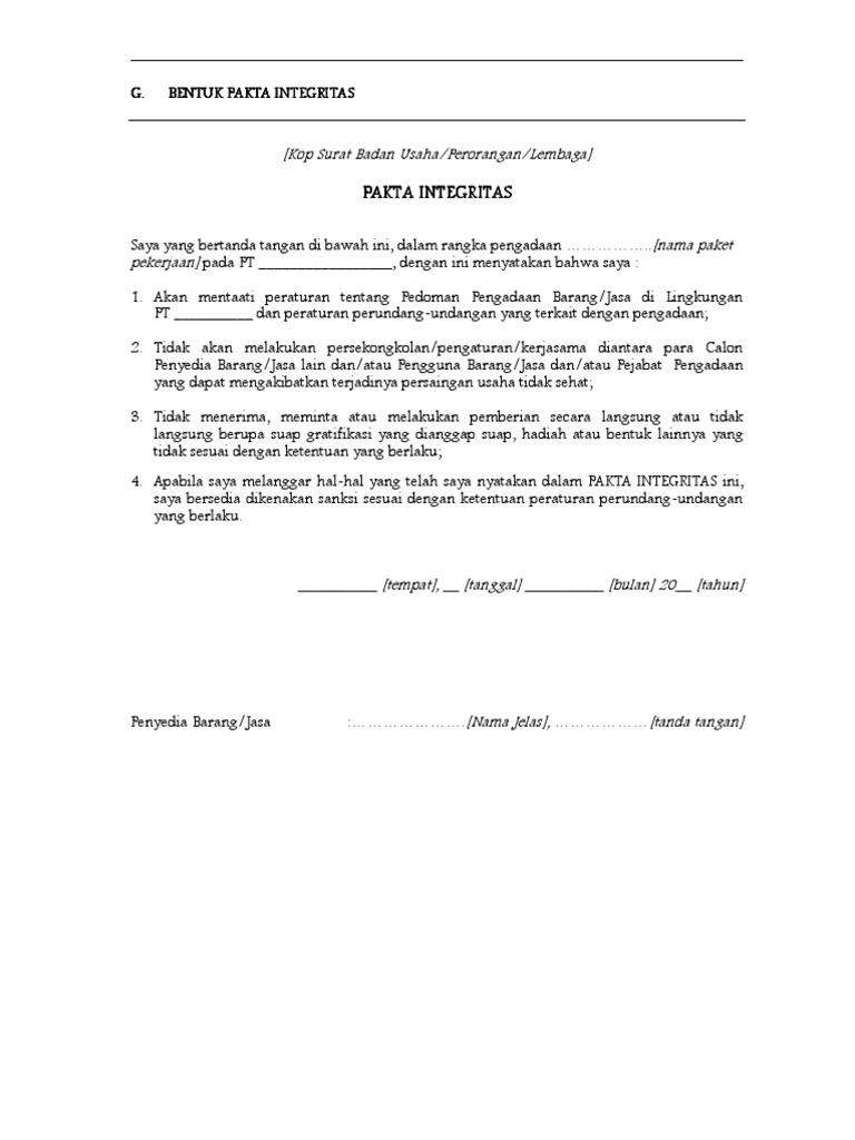 Contoh Pakta Integritas | PDF