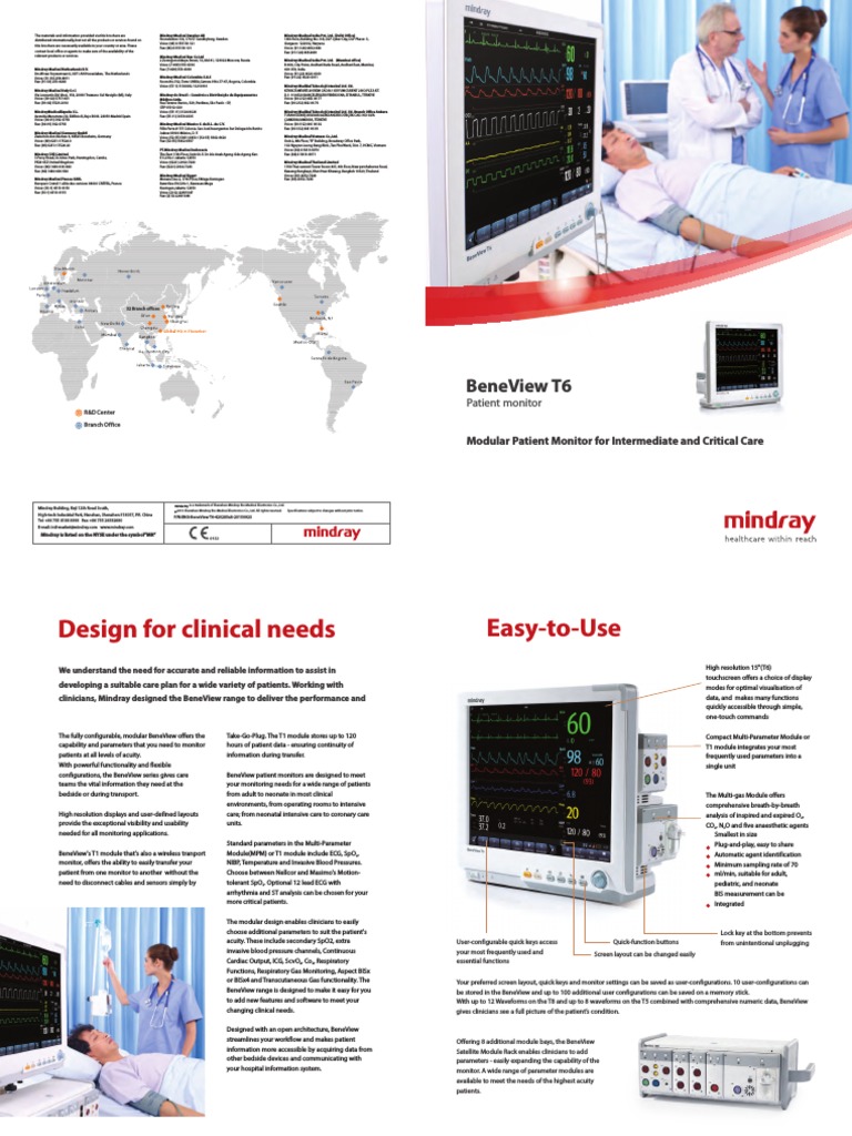 Mindray Patient Monitor BeneView T6 Brochure | PDF | Monitoring ...