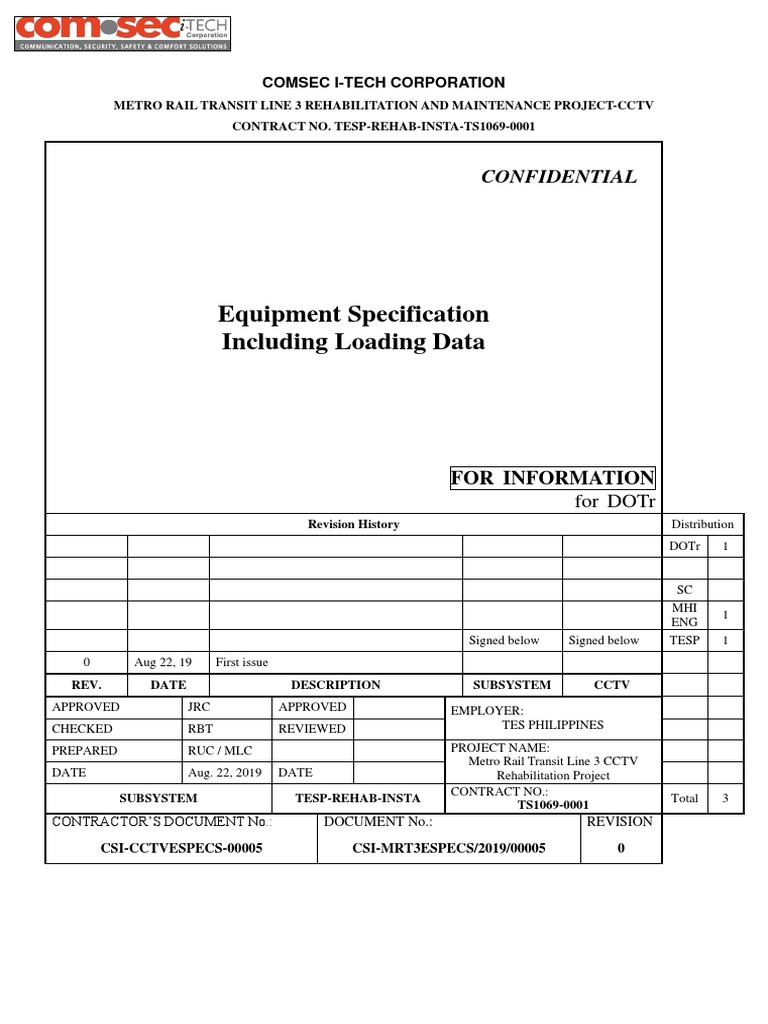 Equipment Specs Loading Data | PDF | Equipment
