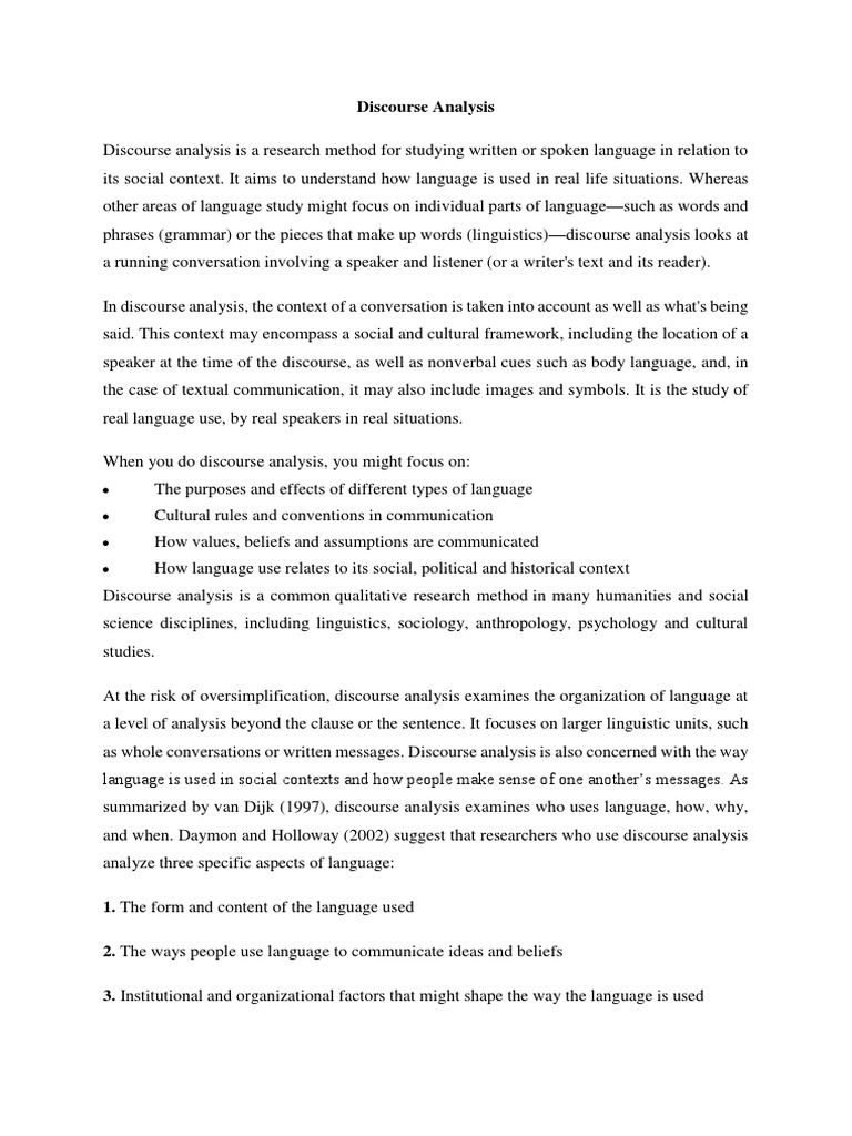 Discourse Analysis | PDF | Discourse | Data Analysis