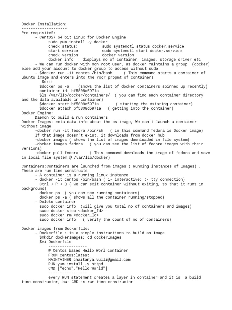 Docker Notes | PDF | Utility Software | Operating System Technology Docker Notes | PDF | Utility Software | Operating System Technology