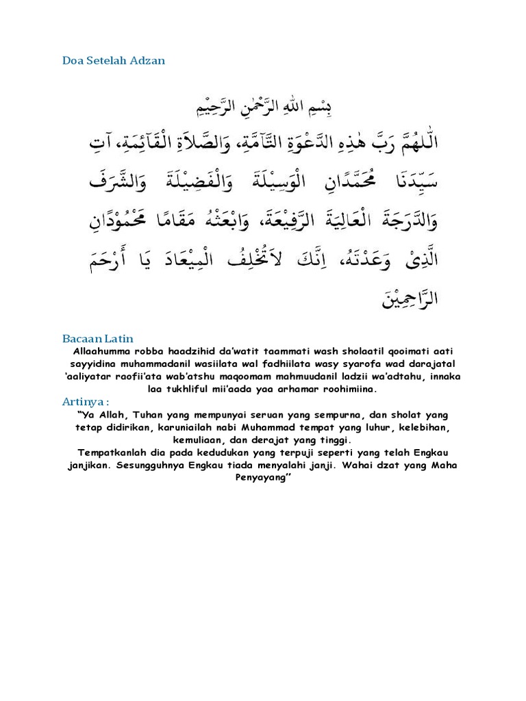 Doa Setelah Adzan | PDF